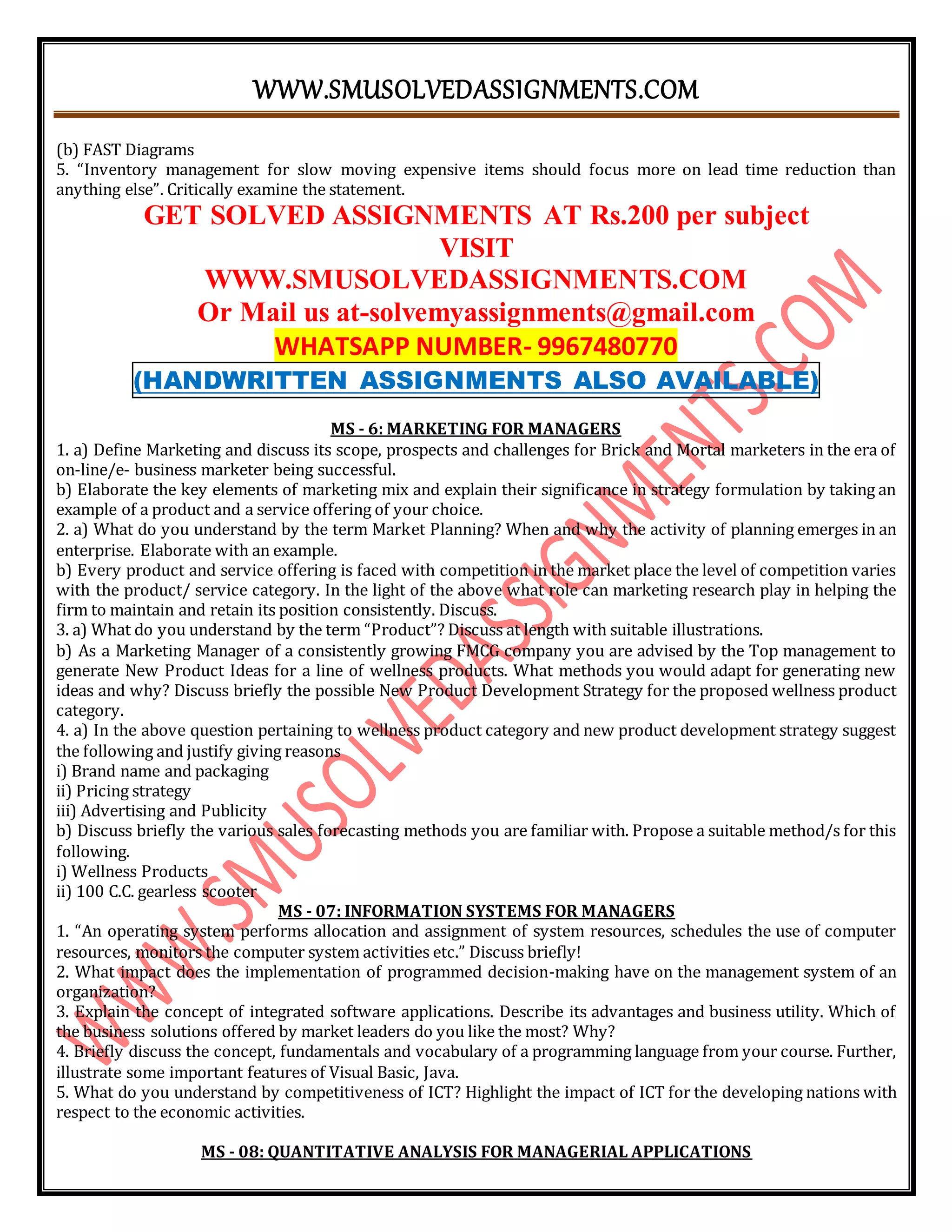 Ignou July-December 2017 solved assignments @ 200 per assignment | PDF