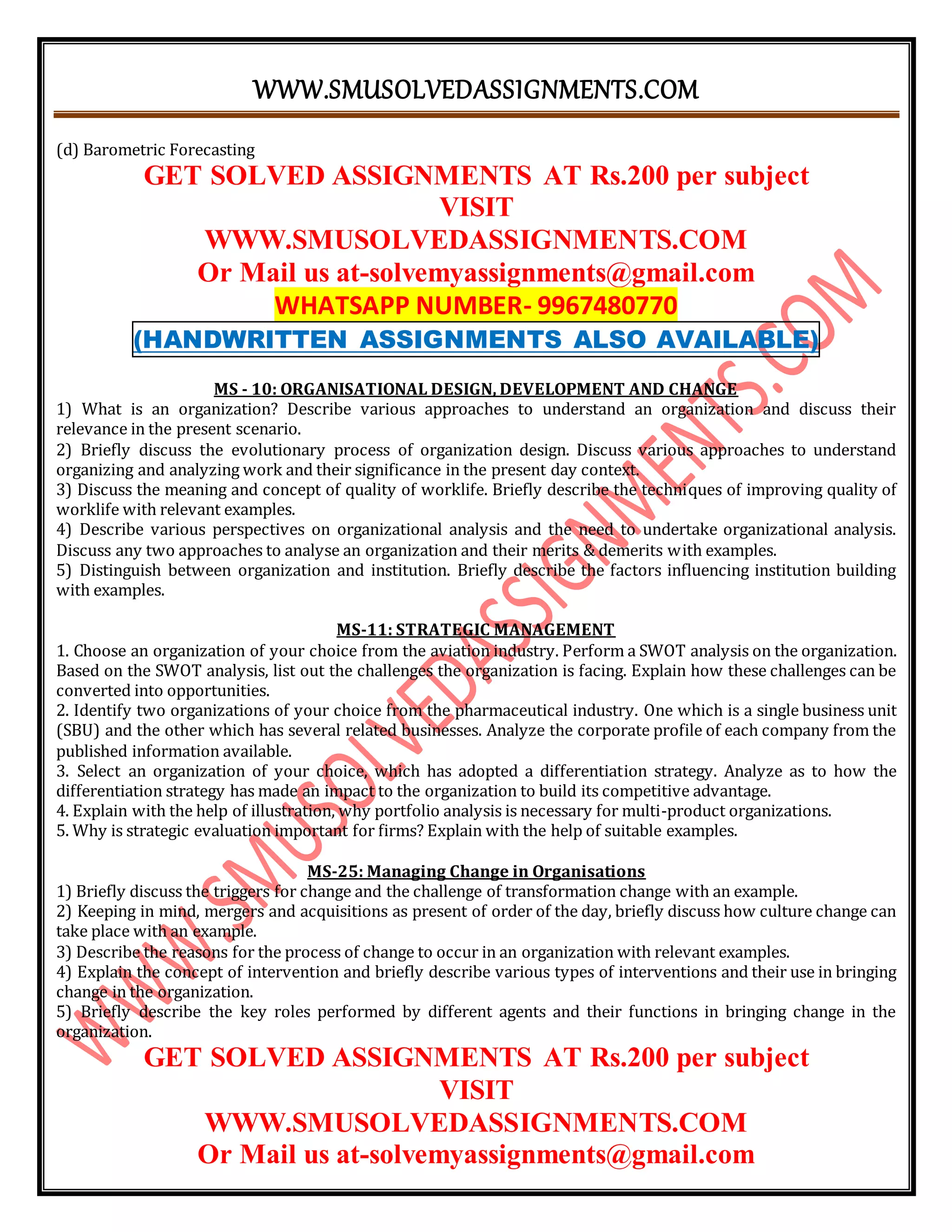 Ignou July-December 2017 solved assignments @ 200 per assignment | PDF