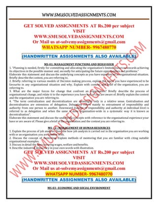 Ignou July-December 2017 solved assignments @ 200 per assignment | PDF