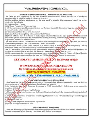 Ignou July-December 2017 solved assignments @ 200 per assignment | PDF