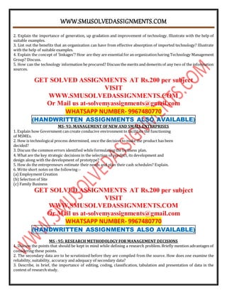 Ignou July-December 2017 solved assignments @ 200 per assignment | PDF