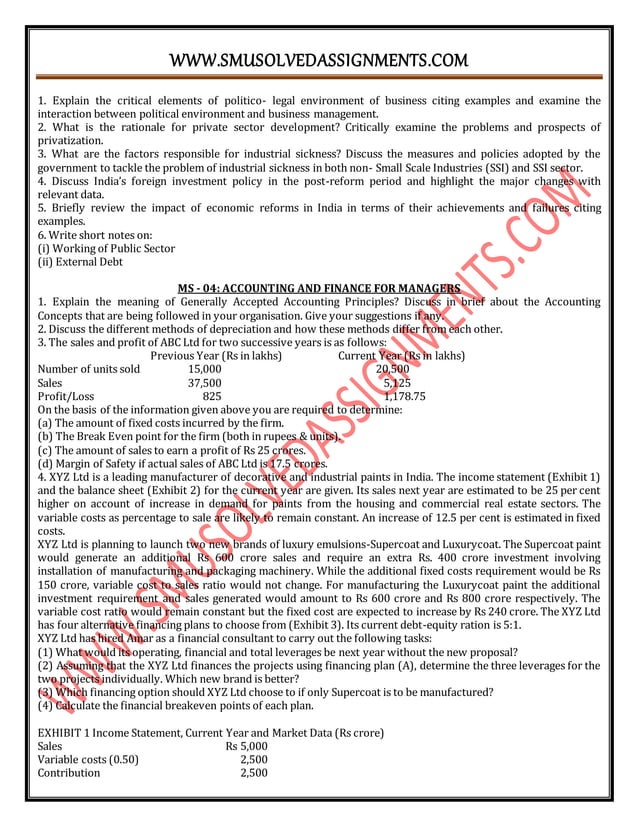 Ignou July-December 2017 solved assignments @ 200 per assignment | PDF