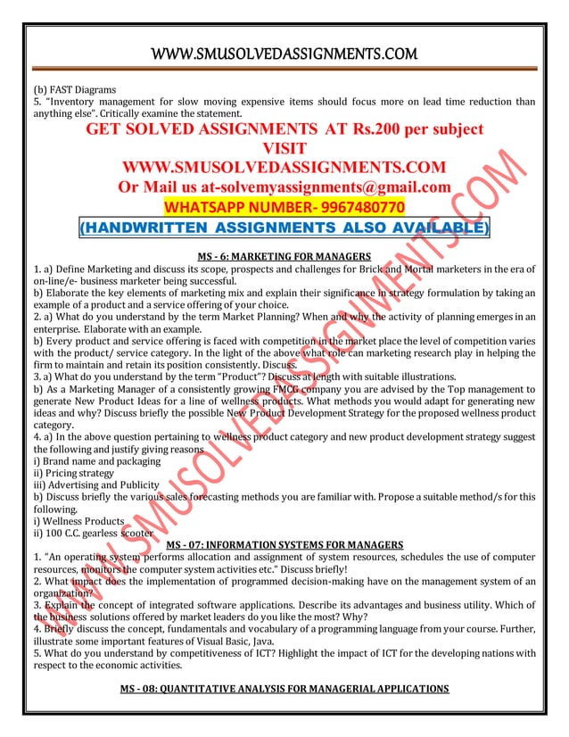 Ignou July-December 2017 solved assignments @ 200 per assignment | PDF