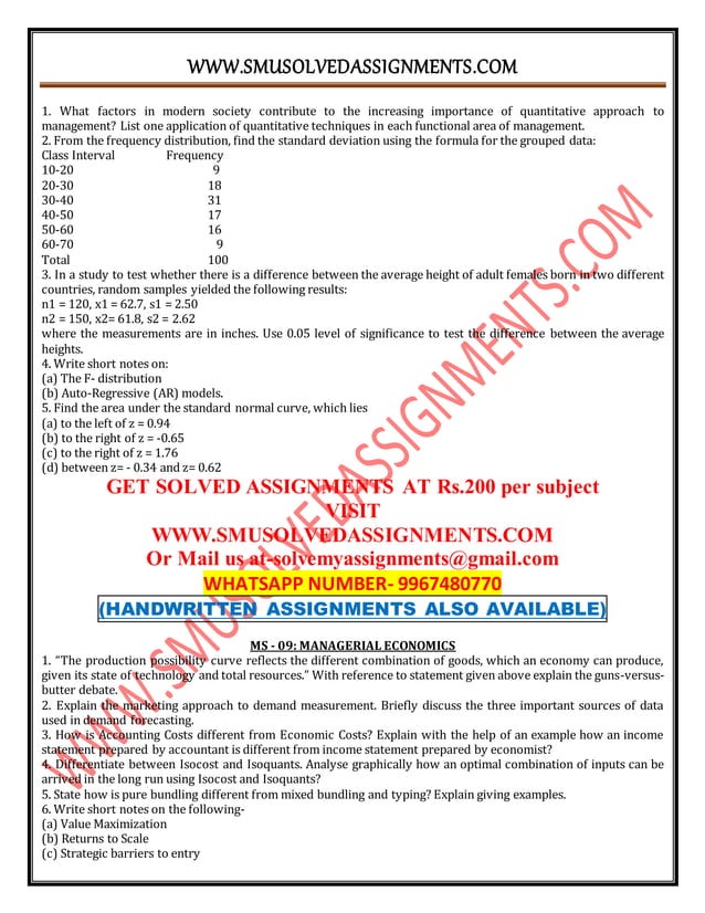 Ignou July-December 2017 solved assignments @ 200 per assignment | PDF