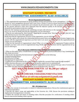 Ignou July-December 2017 solved assignments @ 200 per assignment | PDF