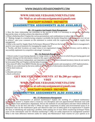 Ignou July-December 2017 solved assignments @ 200 per assignment | PDF