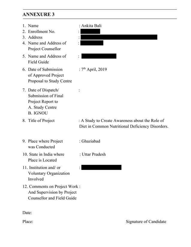 DNHE, IGNOU Solved Project Report by Dr. Ankita Bali | PDF