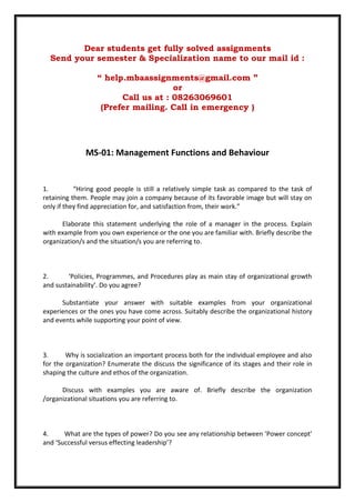 Ignou mba solved assignments | PDF