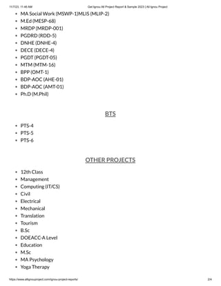 Ignou Project Report | PDF | Postgraduate Education | College Education