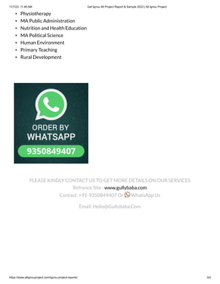 Ignou Project Report | PDF | Postgraduate Education | College Education