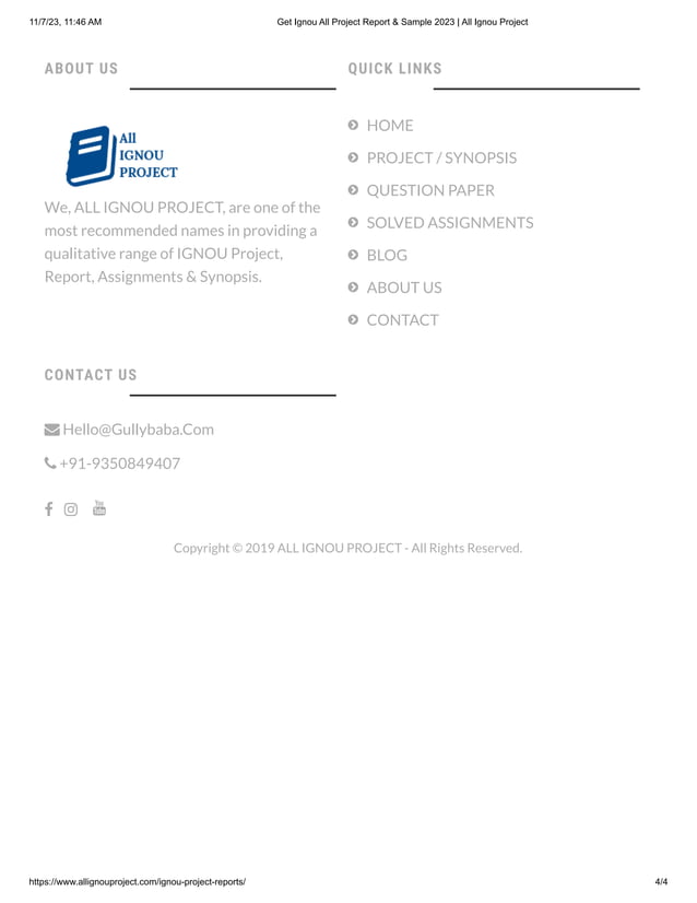 Ignou Project Report | PDF | Postgraduate Education | College Education