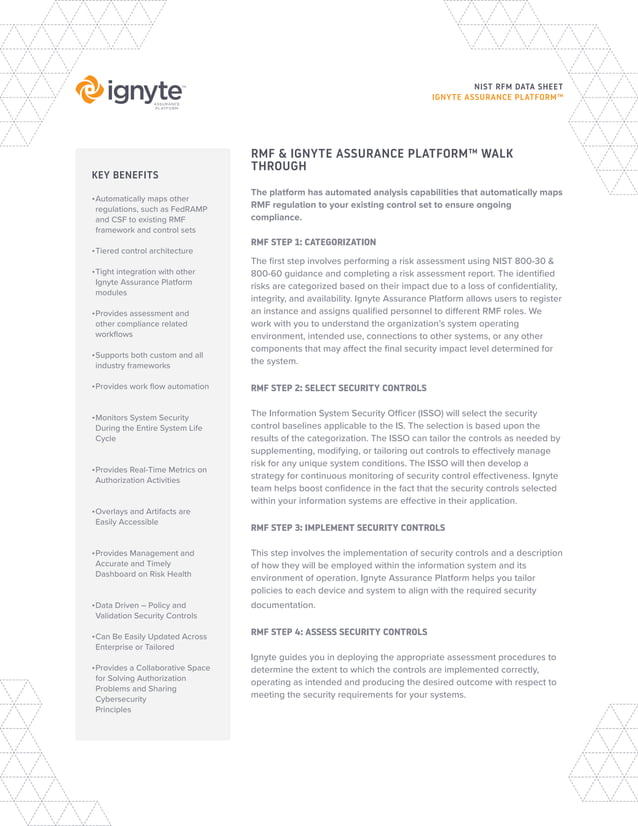 Ignyte assurance platform NIST RMF datasheet. | PDF