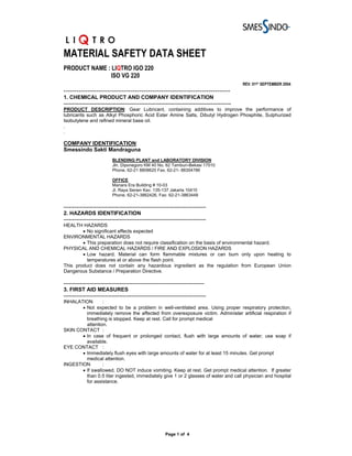 Industrial Gear Oil ISO VG 220 | PDF