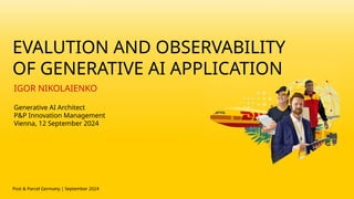 [DSC DACH 24] Evalution and Observability of Gen AI application - Igor Nikolaienko | PPTX