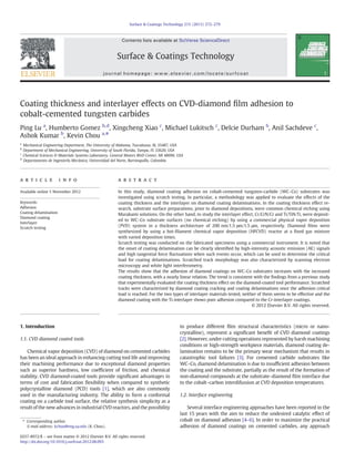 Coating thickness and interlayer effects on cvd diamond film adhesion ...