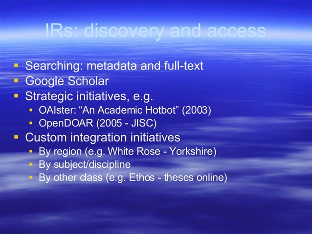 Bluffer's Guide to Institutional Repositories | PPT