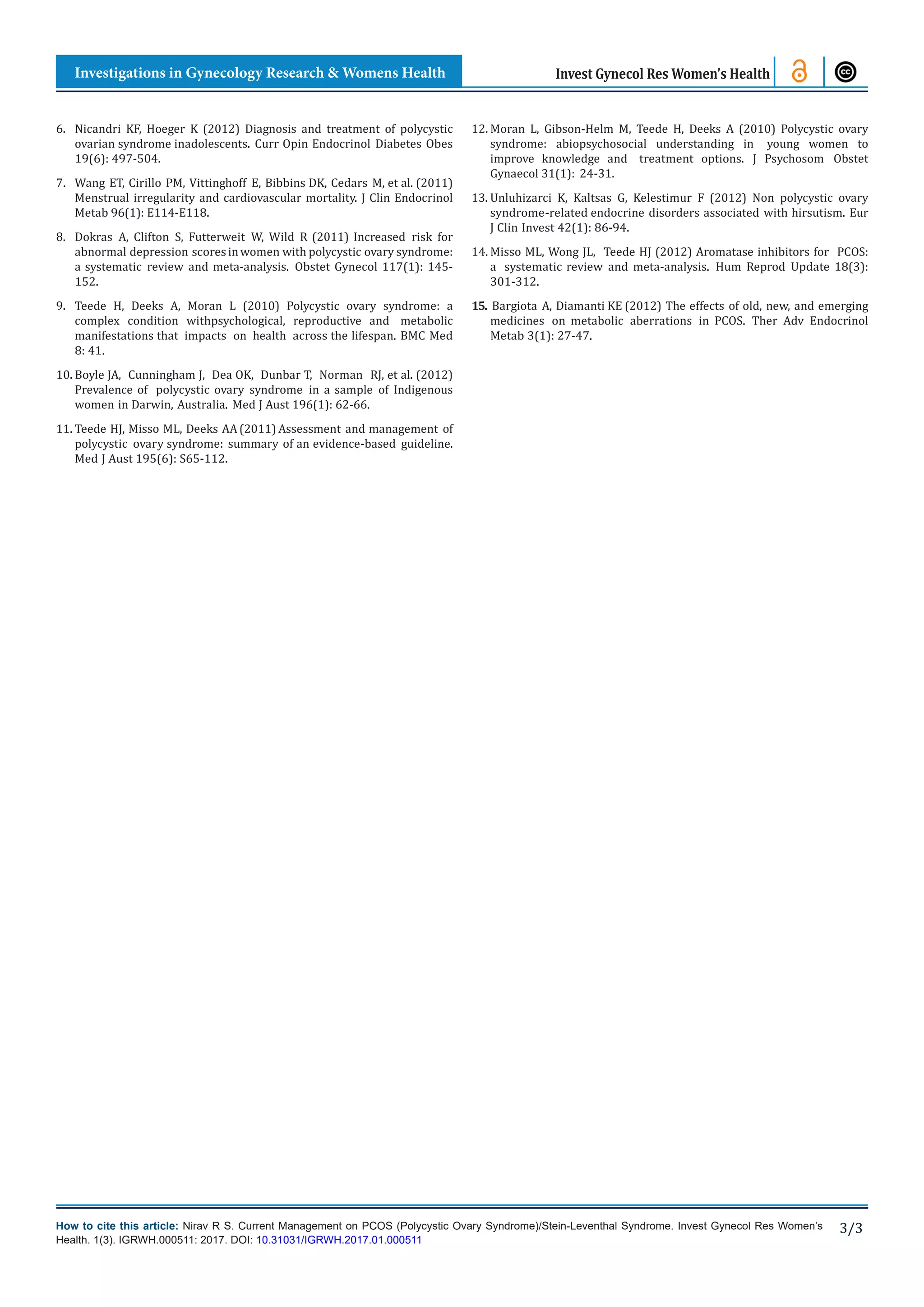 Current Management on PCOS (Polycystic Ovary Syndrome)/Stein-Leventhal ...