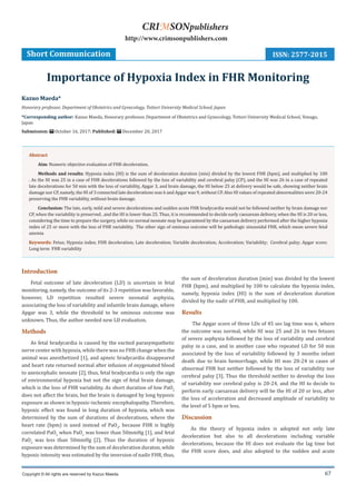 Importance of Hypoxia Index in FHR Monitoring_ Crimson Publishers | PDF