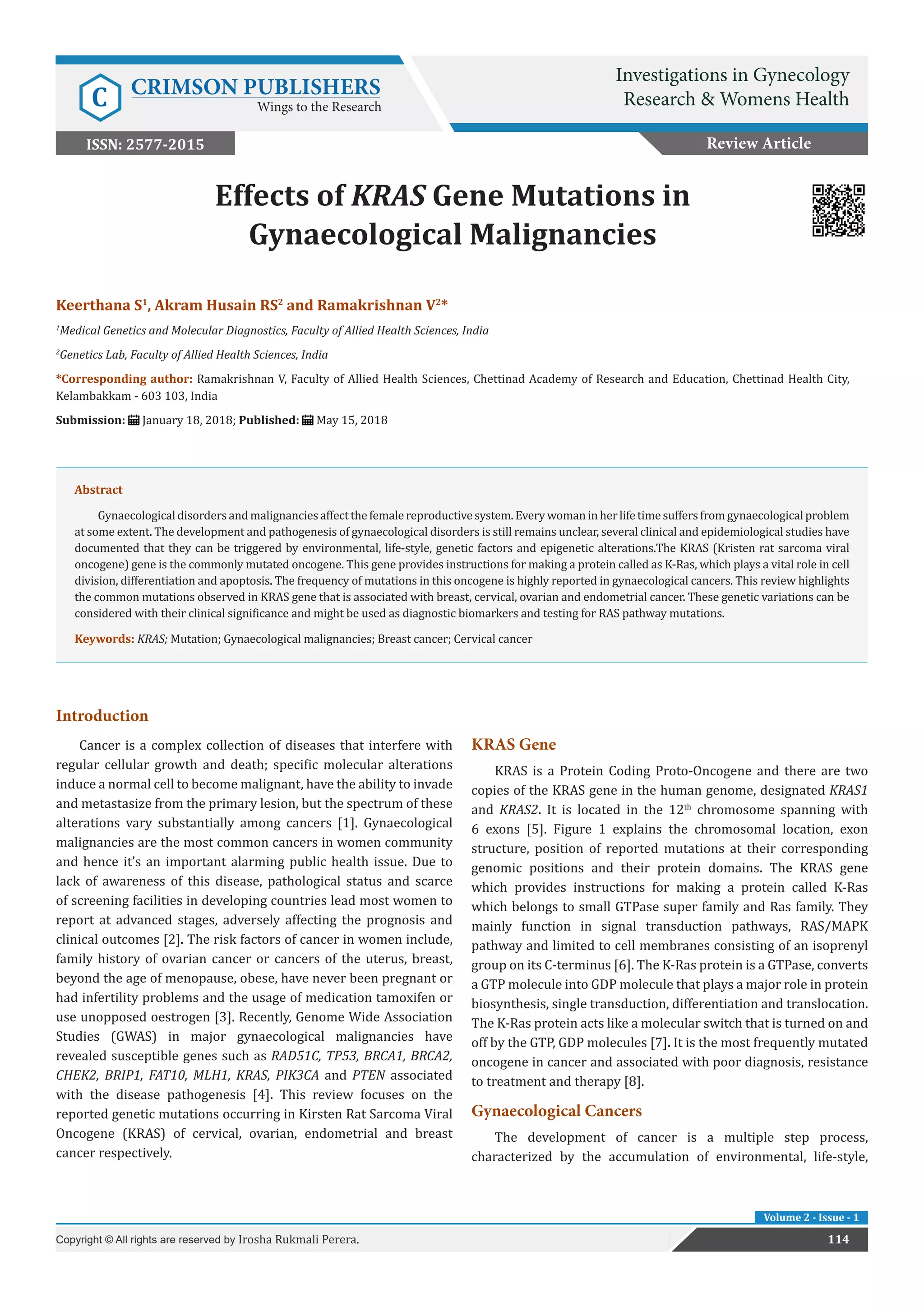 Effects of KRAS Gene Mutations in Gynaecological Malignancies_ Crimson ...
