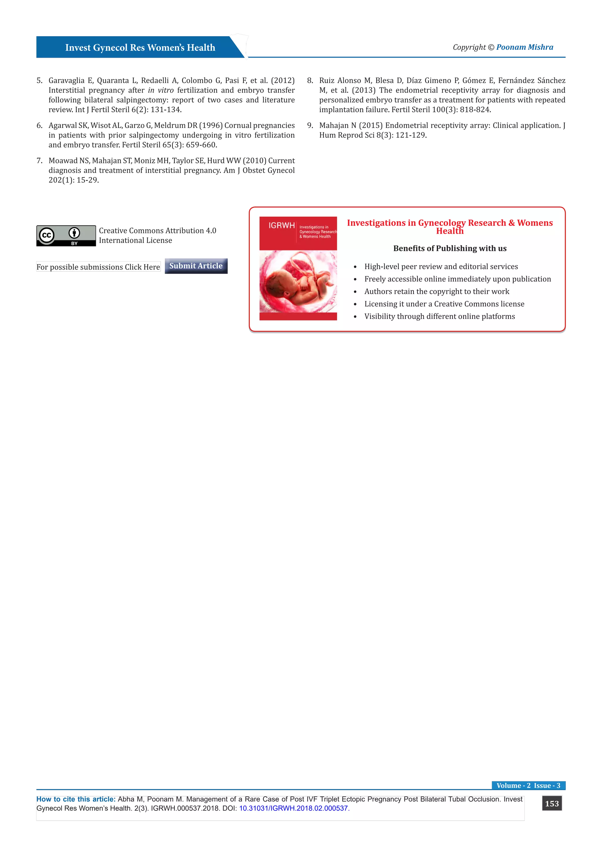 Management Of A Rare Case Of Post Ivf Triplet Ectopic Pregnancy Post