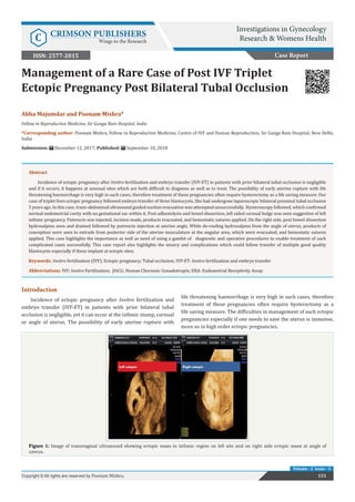 Management of a Rare Case of Post IVF Triplet Ectopic Pregnancy Post ...