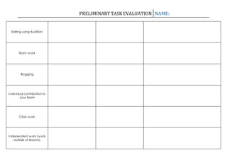 Preliminary task evaluation grid | DOCX