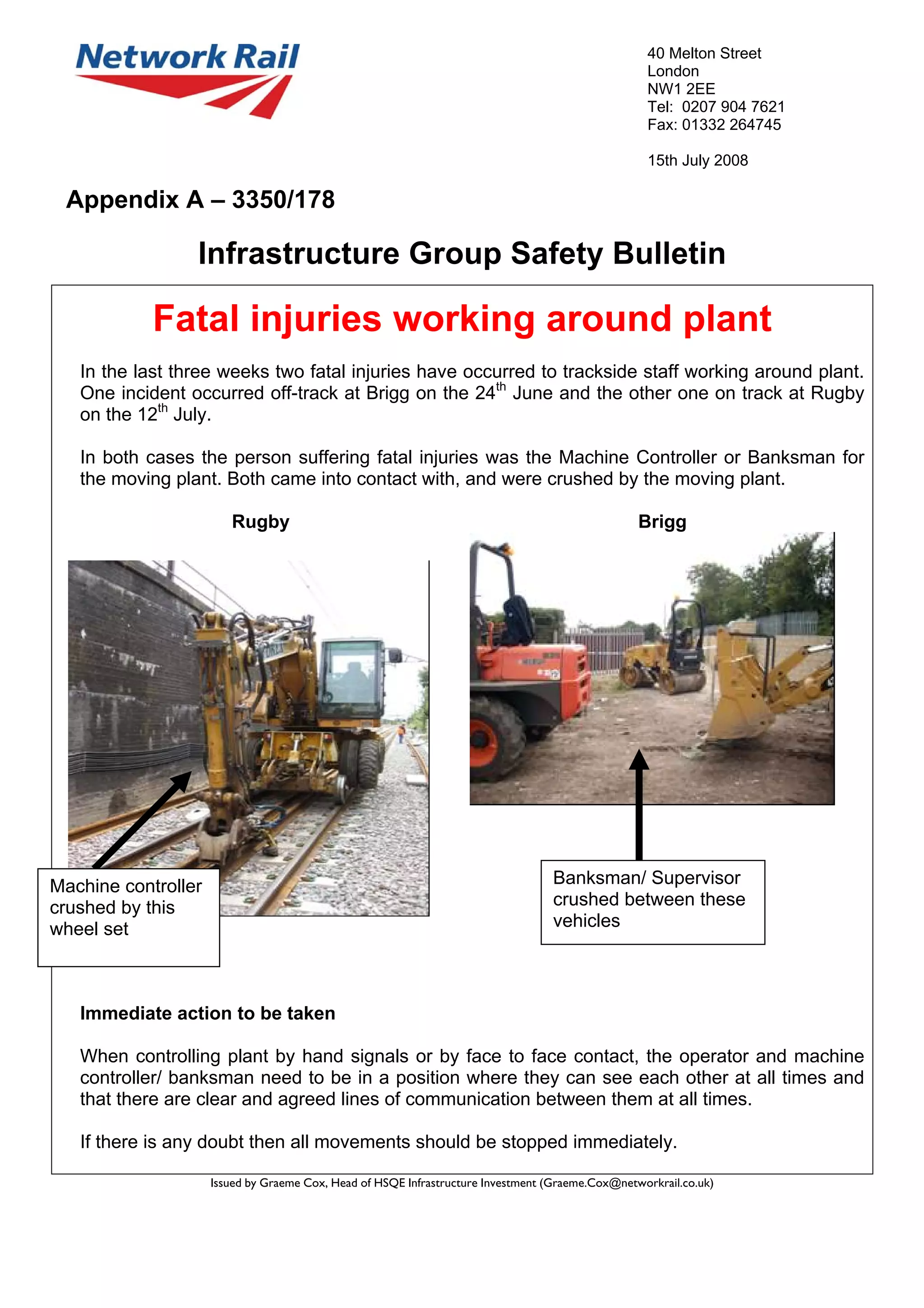 SAFETY ALERT | Ig safety bulletin 3350 178 machine controller ...