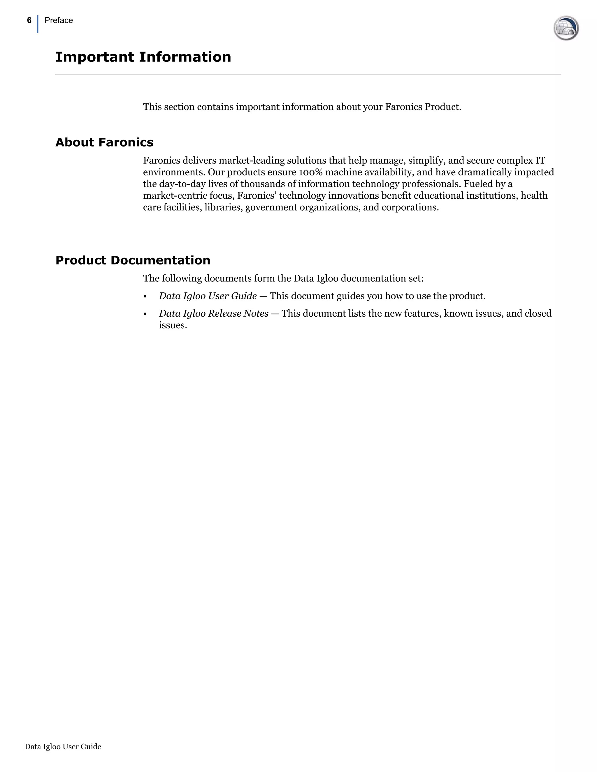 Faronics Data Igloo User Guide | PDF