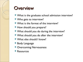 Igspp -graduate admission interviews | PPT