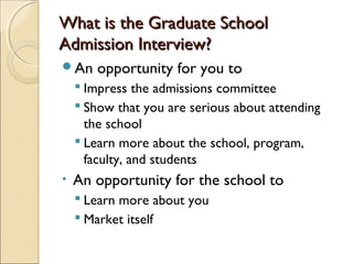 Igspp -graduate admission interviews | PPT