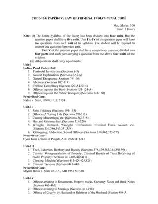 Igu department of law llb syllabus 1st semester | PDF