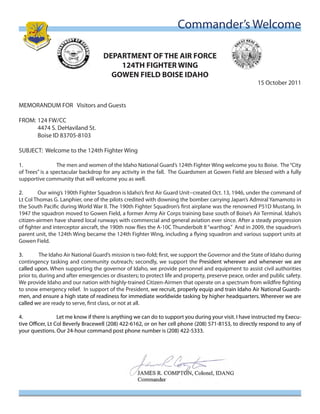 124 Fighter Wing Welcome Packet | PDF