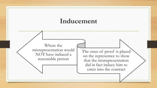Vitiating Elements in Formation of Contract: Misrepresentation | PPTX