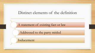 Vitiating Elements in Formation of Contract: Misrepresentation | PPTX