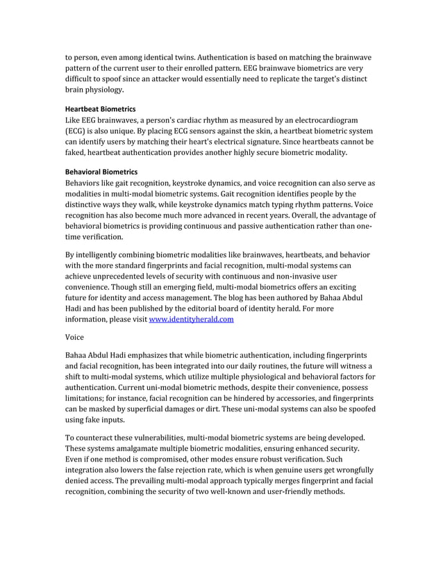 Why Multi-Modal Biometrics is Better? | PDF