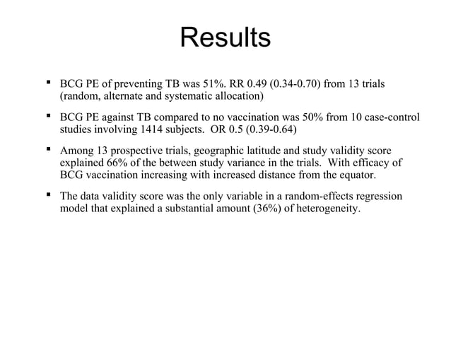 BCG effectiveness in preventing TB | PPT | Infectious Diseases ...
