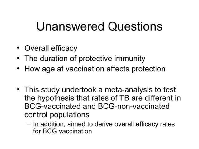 BCG effectiveness in preventing TB | PPT | Infectious Diseases ...