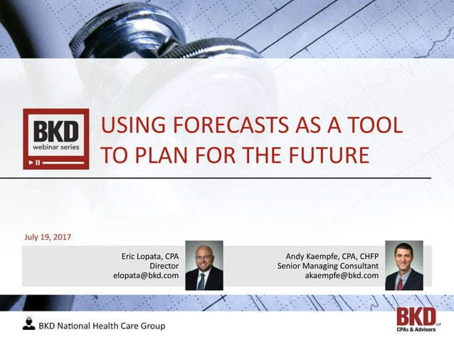 Healthcare Forecasting - Tools for the Future | PPT
