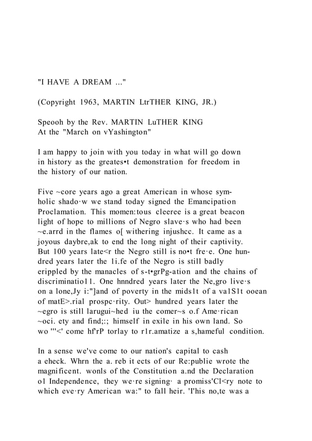 I HAVE A DREAM ... (Copyright 1963, MARTIN LtrTHER KING, | PDF