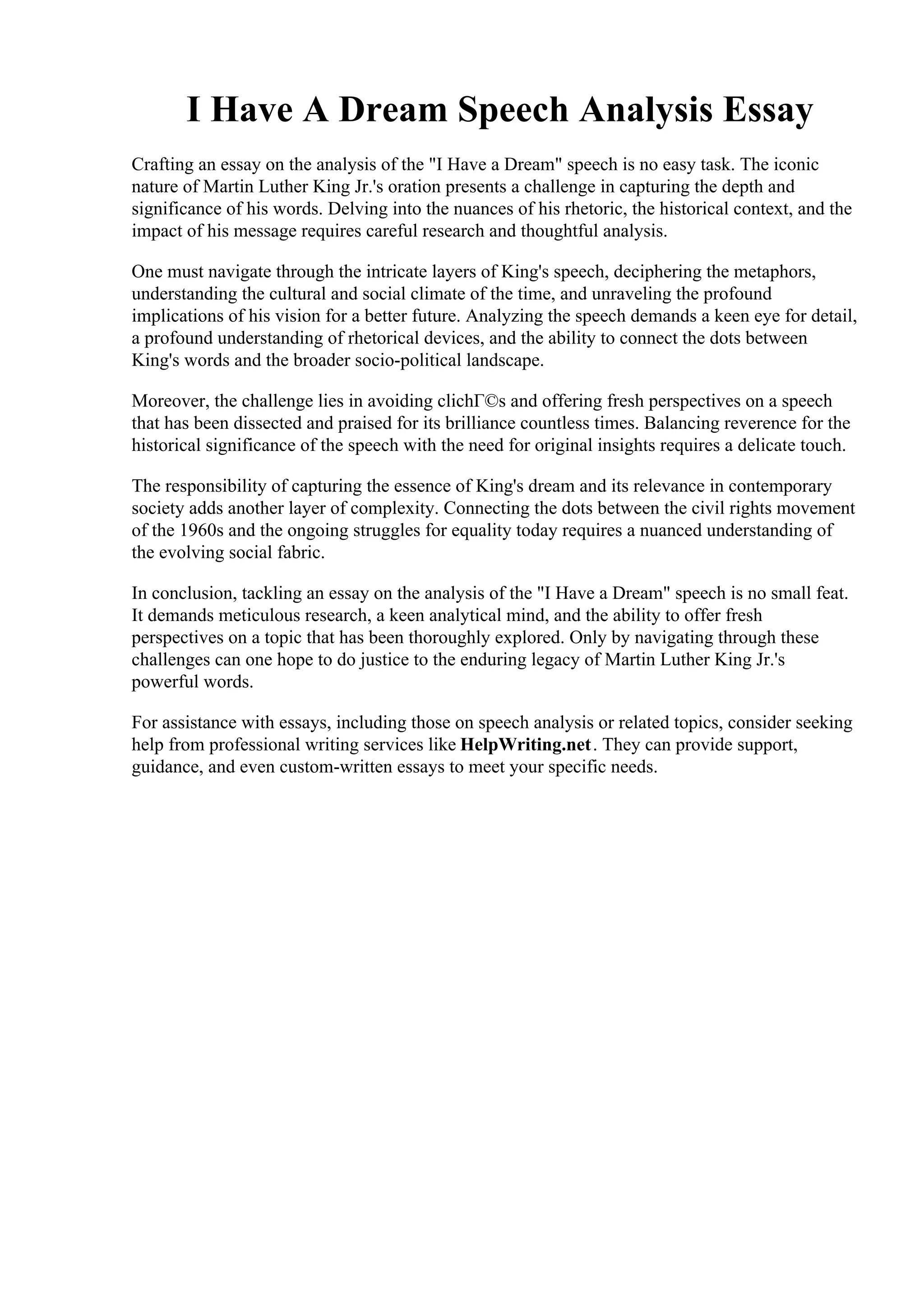 I Had A Dream Speech Analysis