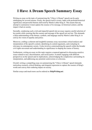 I Have A Dream Speech Summary Essay.pdf