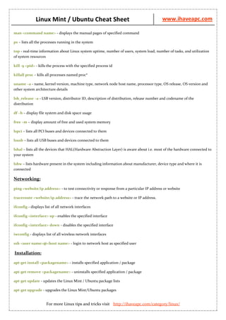 Linux command line cheatsheet | PDF