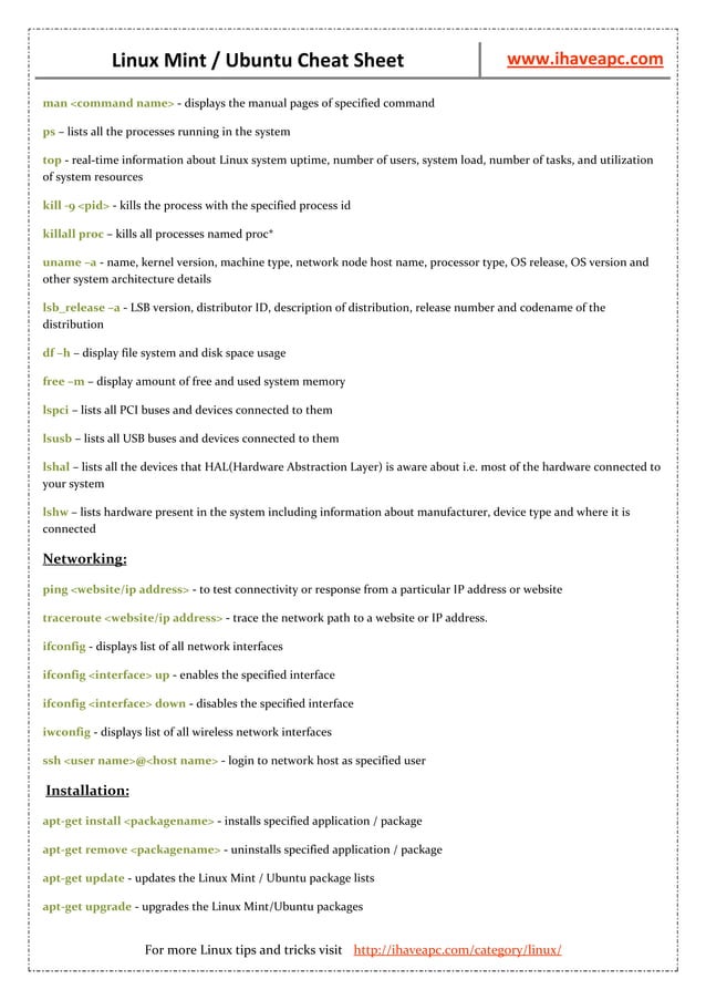 Linux command line cheatsheet | PDF
