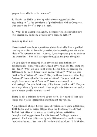 I have provided 2 different TED Talks from Professor Jonathon Haidt. | DOCX