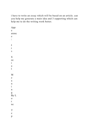 i have to write an essay which will be based on an article. can you .docx