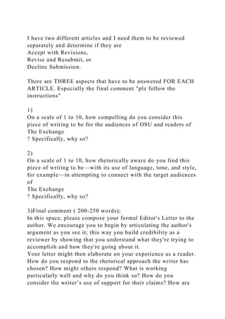 I have two different articles and I need them to be reviewed separat.docx