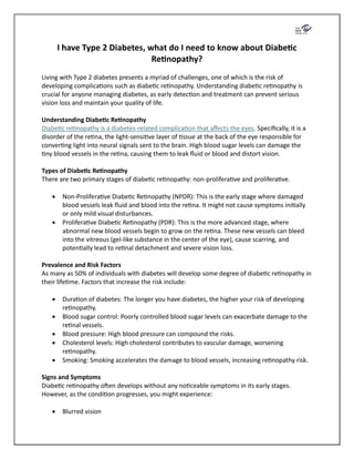 I have Type 2 Diabetes, what do I need to know about Diabetic ...