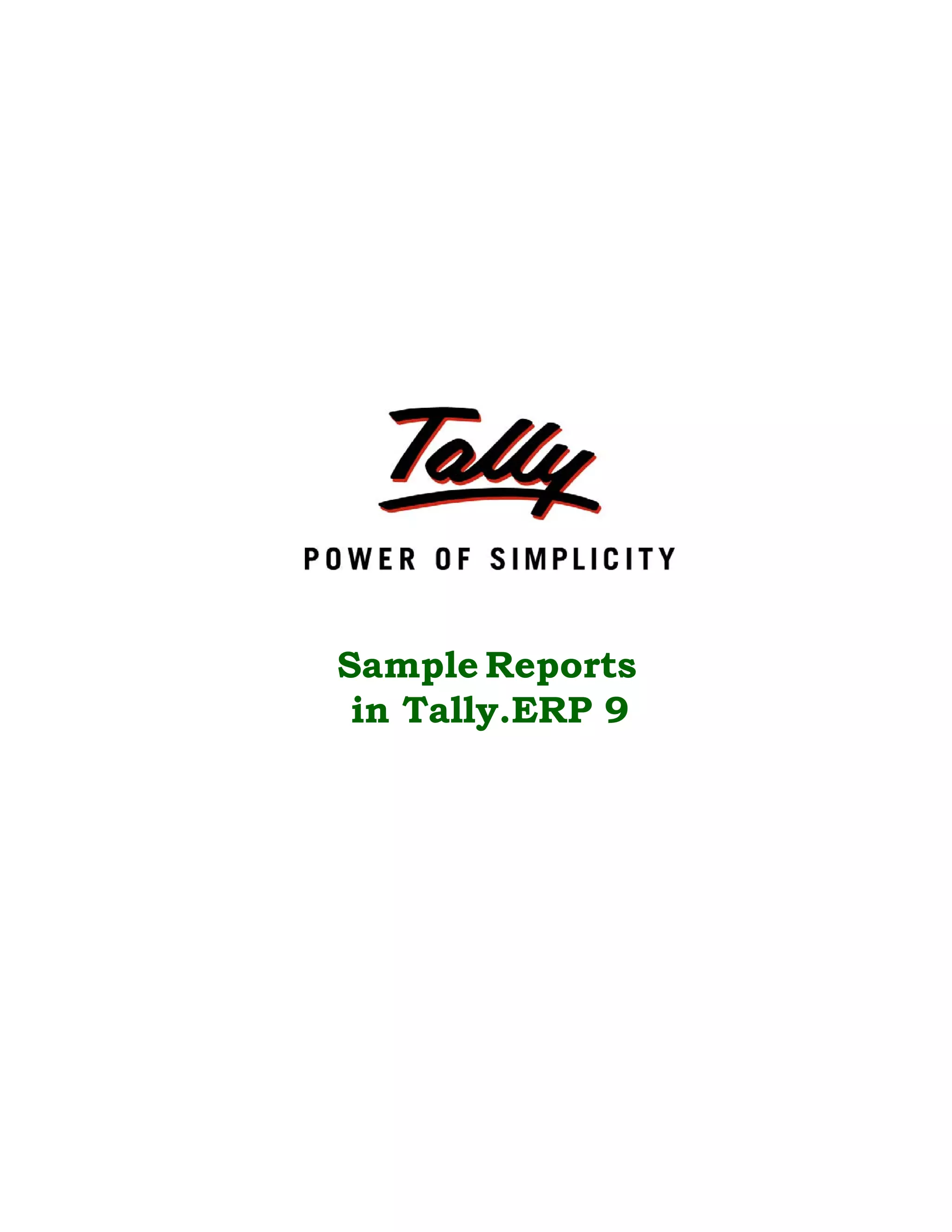 Tally-sample reports in tally.erp 9 | PDF