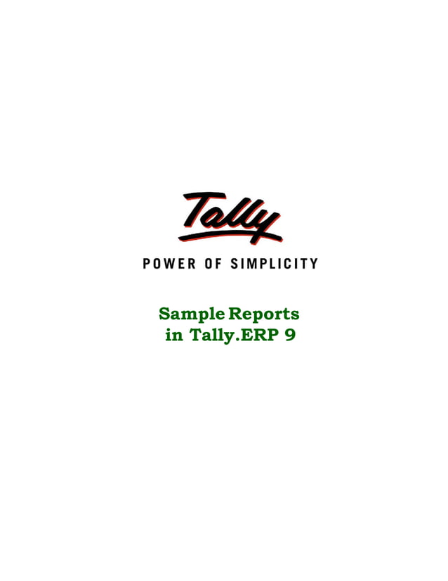 Tally-sample reports in tally.erp 9 | PDF