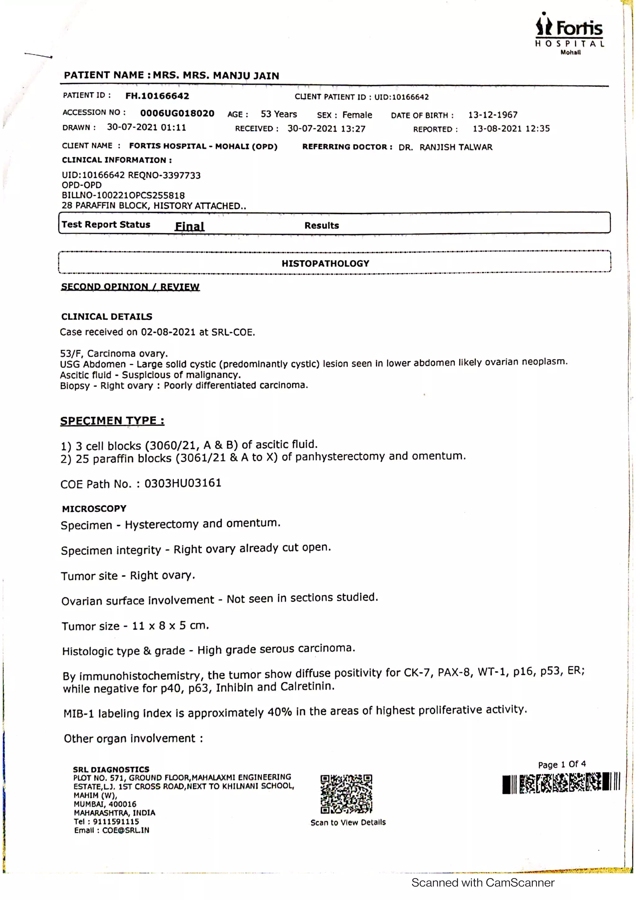 Ihc report biopsy | PDF